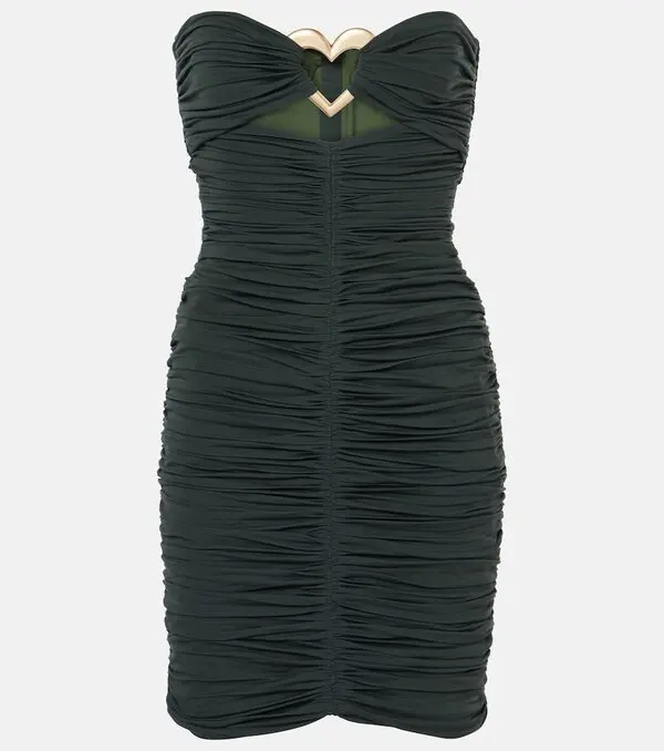 AREA Cutout Ruched Minidress - Green