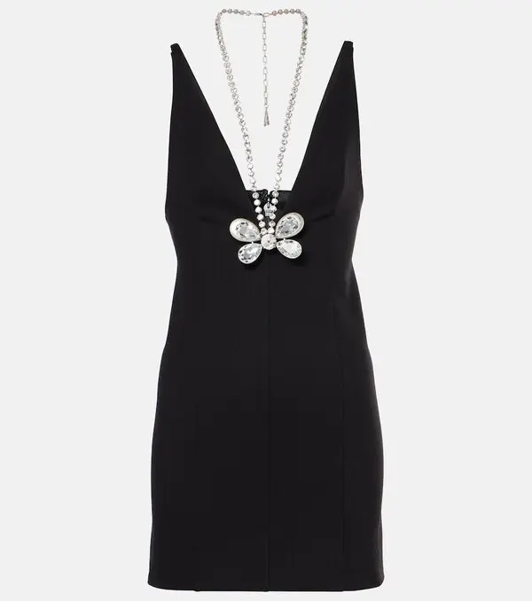AREA Embellished Minidress - Black