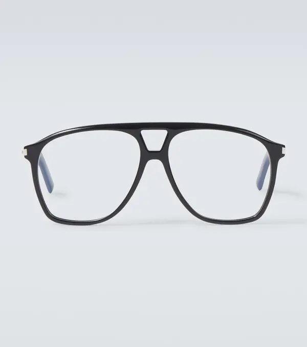Saint Laurent Aviator Acetate Eyeglasses - Black
