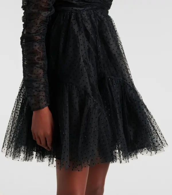 Zimmermann Point D'esprit Ruched Tulle Minidress - Black