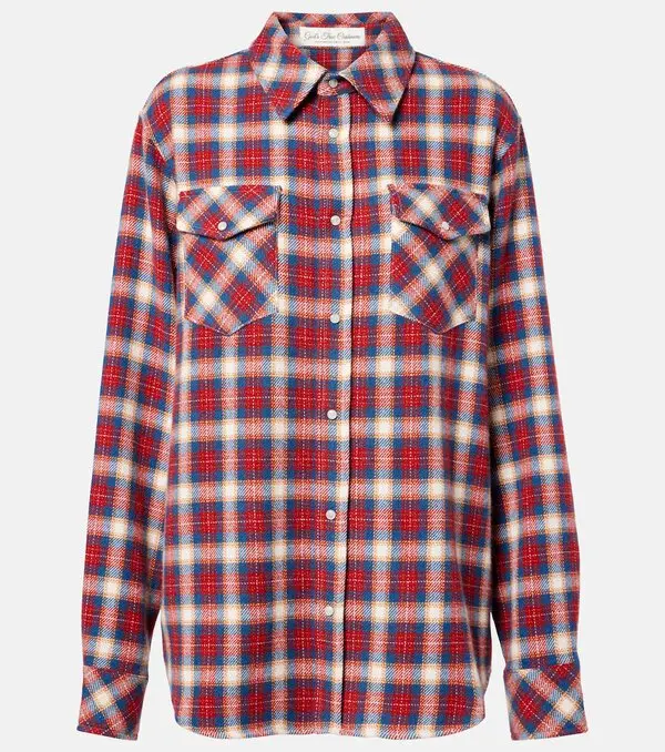 GOD'S TRUE CASHMERE Ski Santa Fe Checked Cashmere Shirt - Red