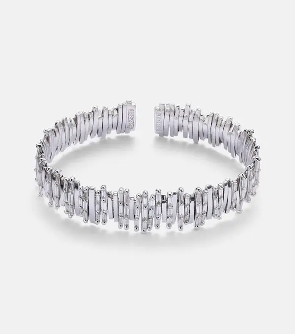SUZANNE KALAN 18kt White Gold Diamond Bangle - Metallic