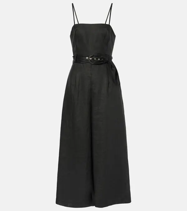 Zimmermann Belted Linen Jumpsuit - Black