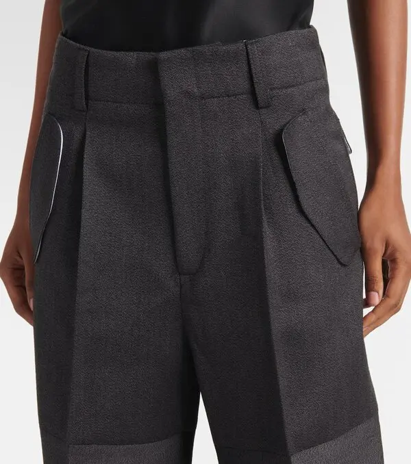 Victoria Beckham Paneled Wide-leg Wool Trousers
