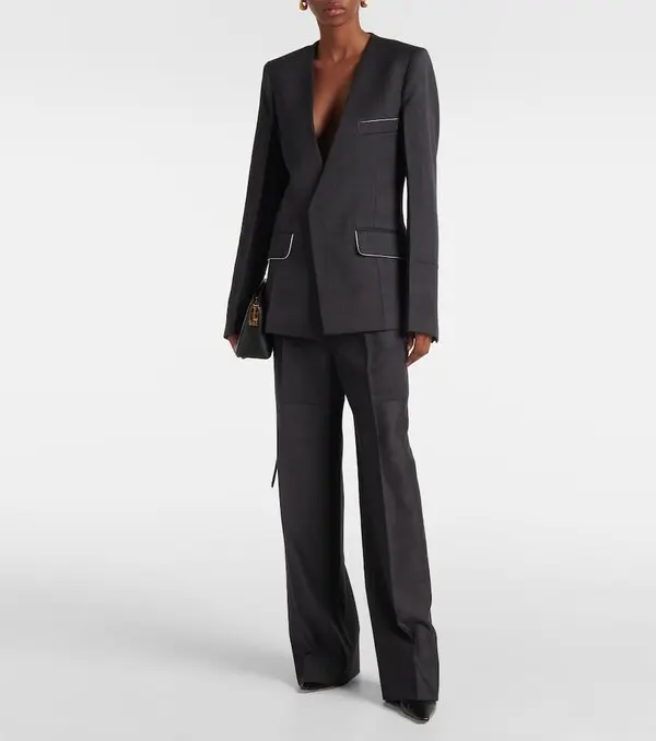 Victoria Beckham Paneled Wide-leg Wool Trousers