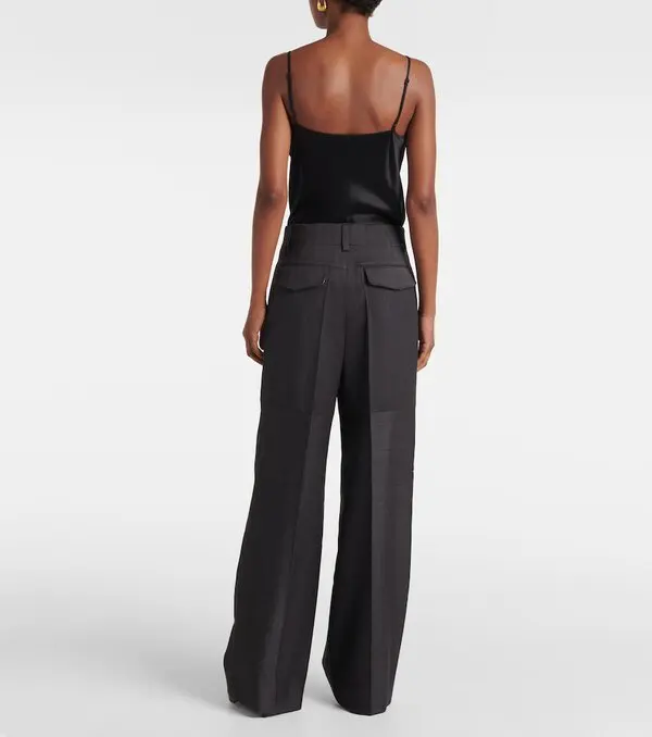 Victoria Beckham Paneled Wide-leg Wool Trousers