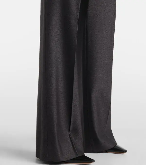Victoria Beckham Paneled Wide-leg Wool Trousers