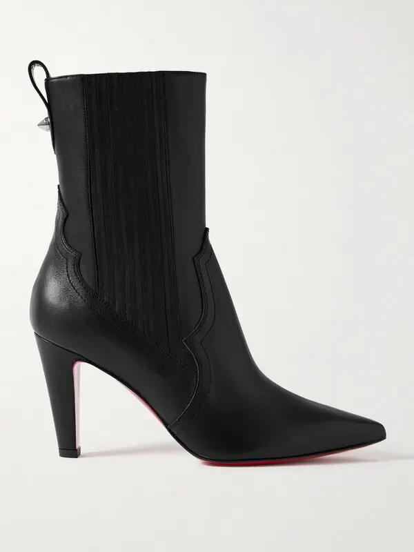 CHRISTIAN LOUBOUTIN Santigag 85 Leather Ankle Boots - Black