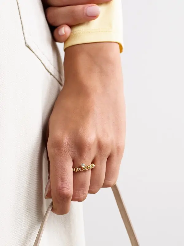 Yvonne Léon 18-karat Diamond Jaseron Flottant Ring