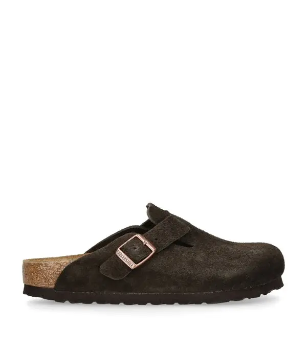 BIRKENSTOCK Suede Boston Clogs - Brown