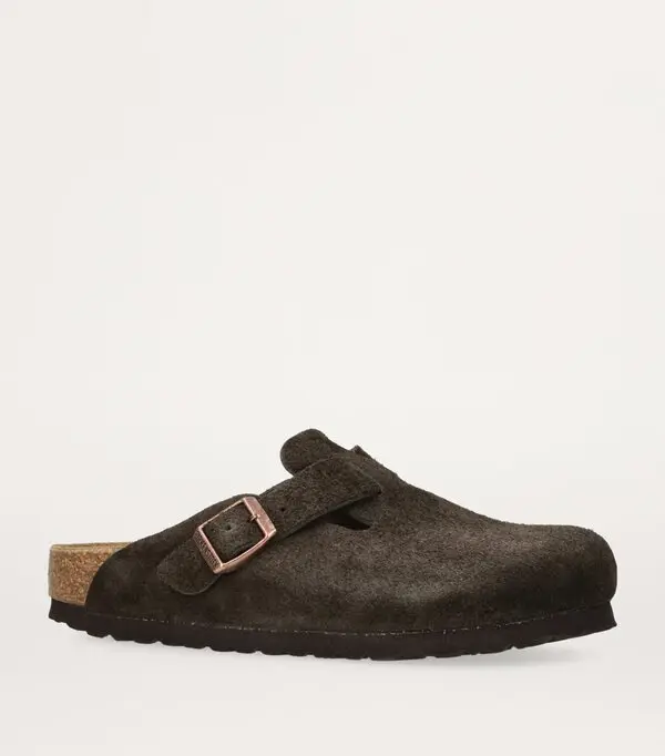 BIRKENSTOCK Suede Boston Clogs - Brown