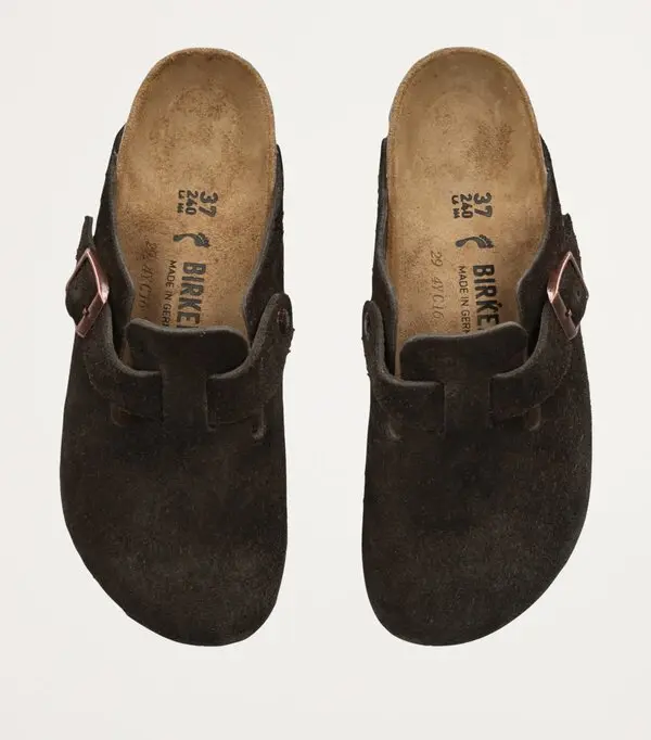 BIRKENSTOCK Suede Boston Clogs - Brown