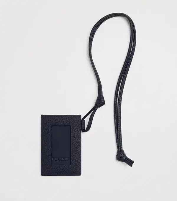 Bottega Veneta Leather Intreccio Badge Holder - Blue