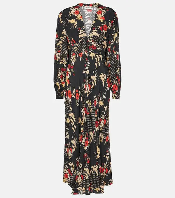 Rixo Trula Floral Maxi Dress - Black