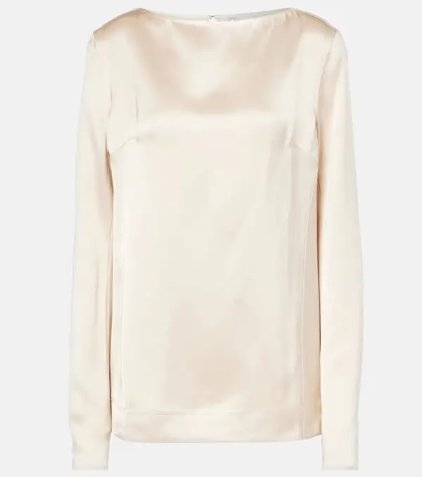 TOTEME Ecru Satin Top With Zipped Back - Beige