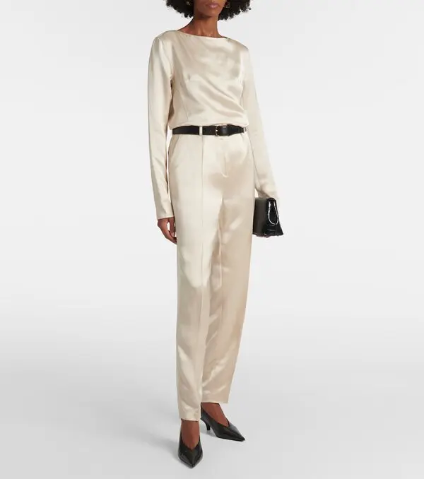 TOTEME Ecru Satin Top With Zipped Back
