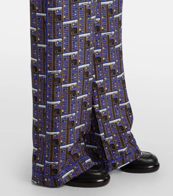 Burberry Checked Silk Straight-leg Trousers - Black