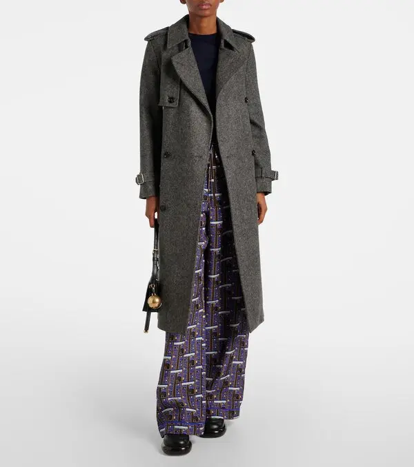Burberry Checked Silk Straight-leg Trousers - Black