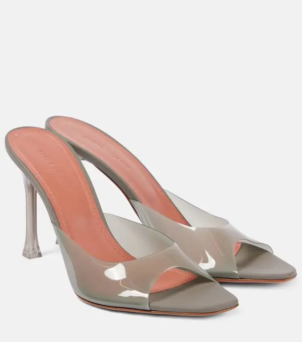 Amina Muaddi Alexa Glass 95 Pvc Mules - Grey