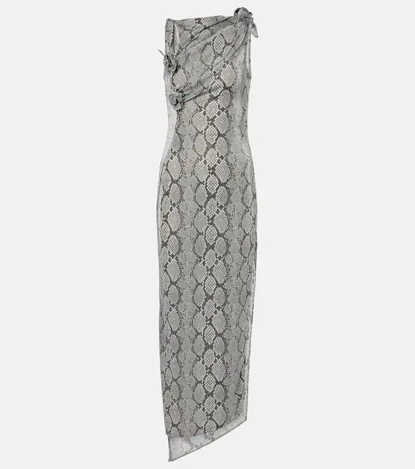 Coperni Snake-effect Asymmetrical Maxi Dress