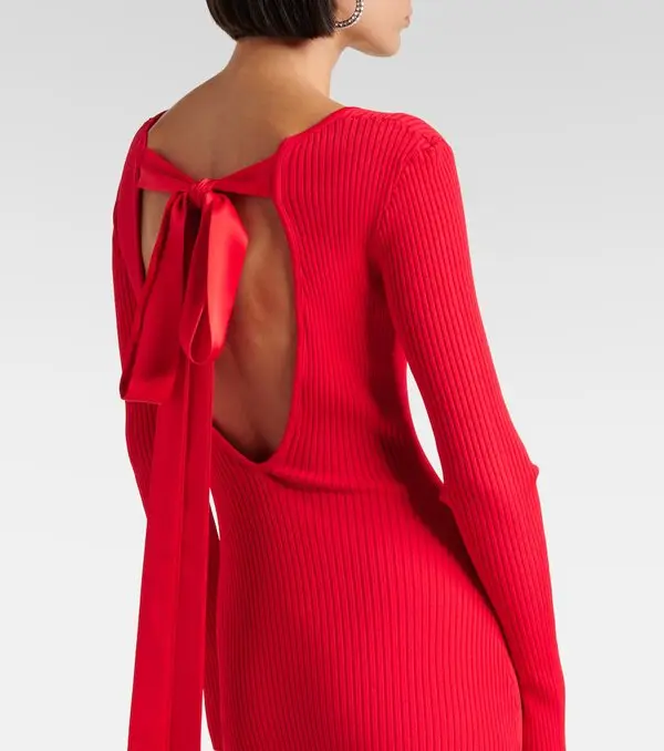 David Koma Open-back Ribbed-knit Gown