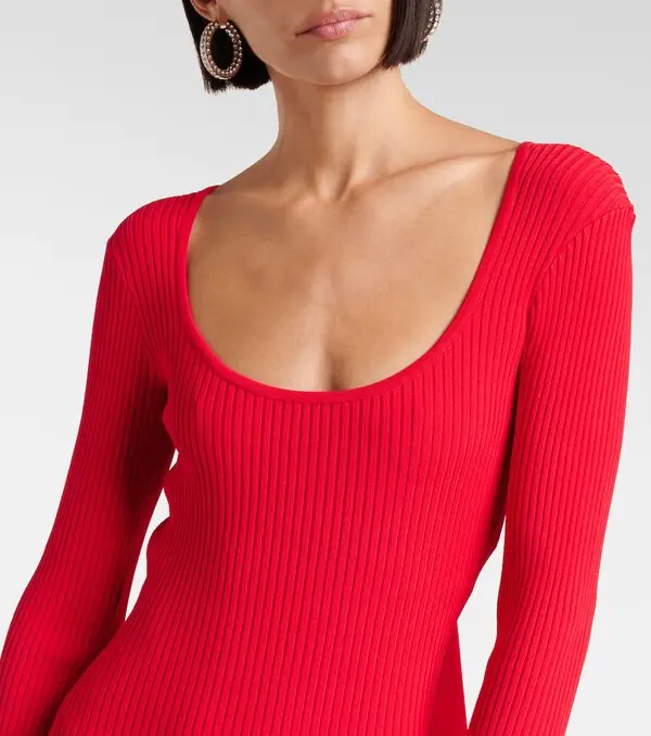 David Koma Open-back Ribbed-knit Gown