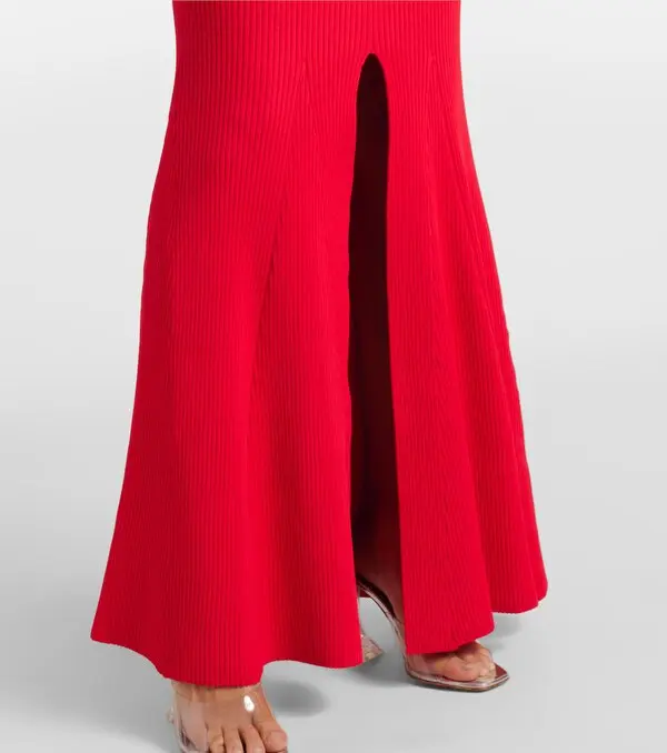David Koma Open-back Ribbed-knit Gown