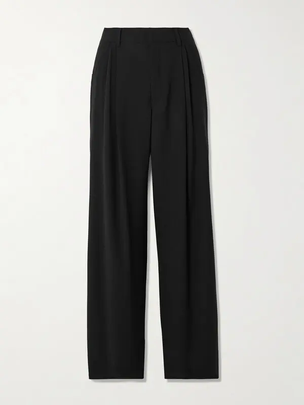 LIBEROWE Annie Pleated Wool Wide-leg Trousers - Black
