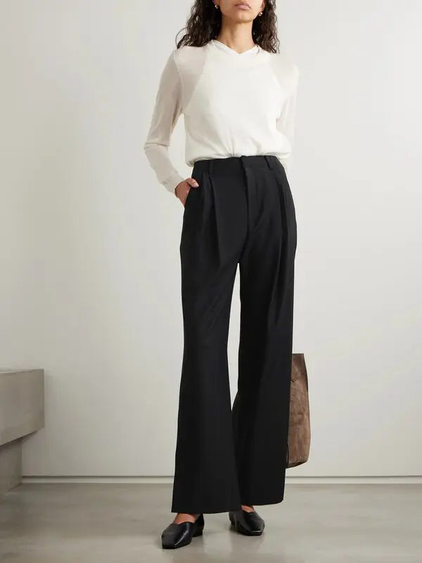 LIBEROWE Annie Pleated Wool Wide-leg Trousers