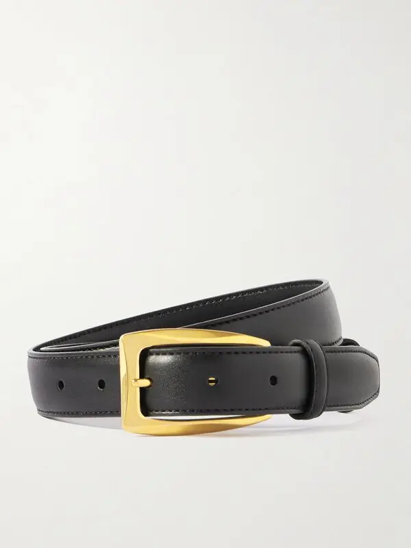 THE ROW Arco Leather Belt With Gold-tone Buckle - Black