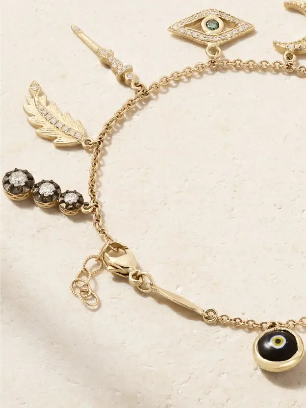Jacquie Aiche 14 Karat Multi-stone Charm Bracelet