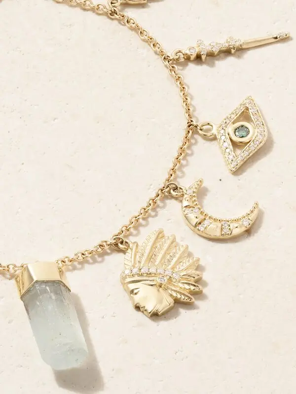 Jacquie Aiche 14 Karat Multi-stone Charm Bracelet