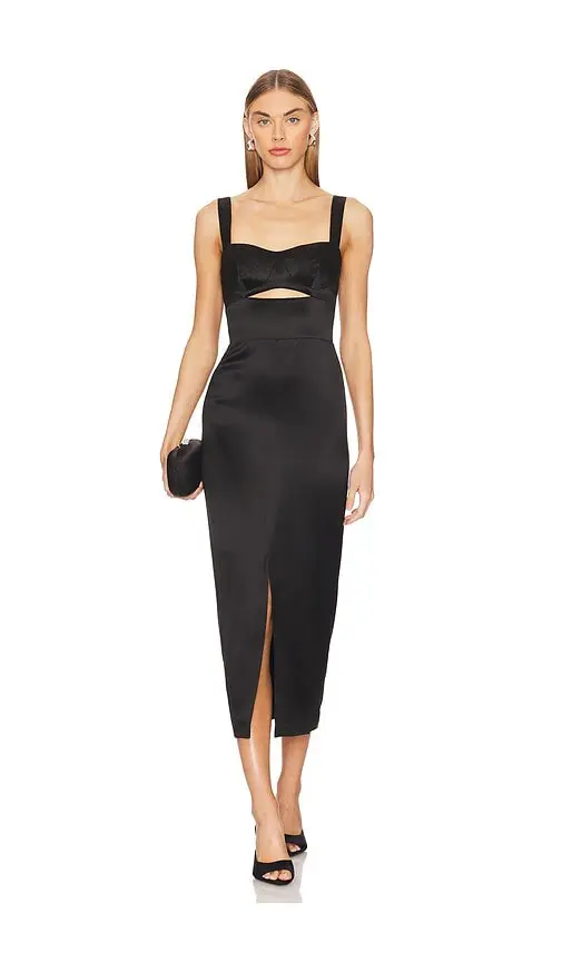 NICHOLAS Gia Bonded Corset Bodice Dress - Black
