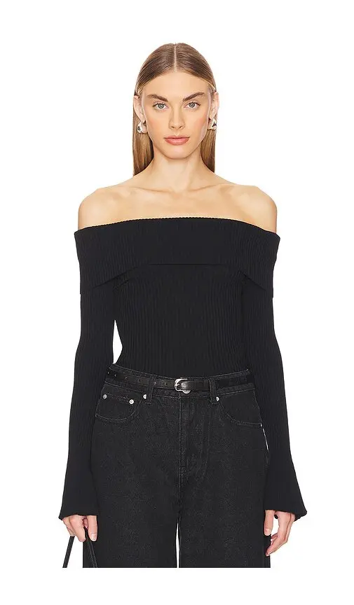 MORE TO COME Candace Off Shoulder Sweater - Black