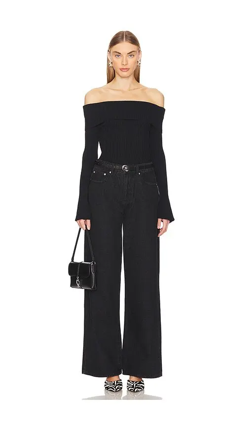 MORE TO COME Candace Off Shoulder Sweater - Black