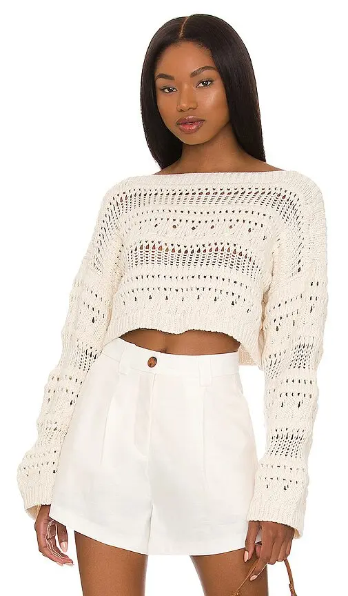 Tularosa Francis Open Stitch Cropped Pullover - Ivory
