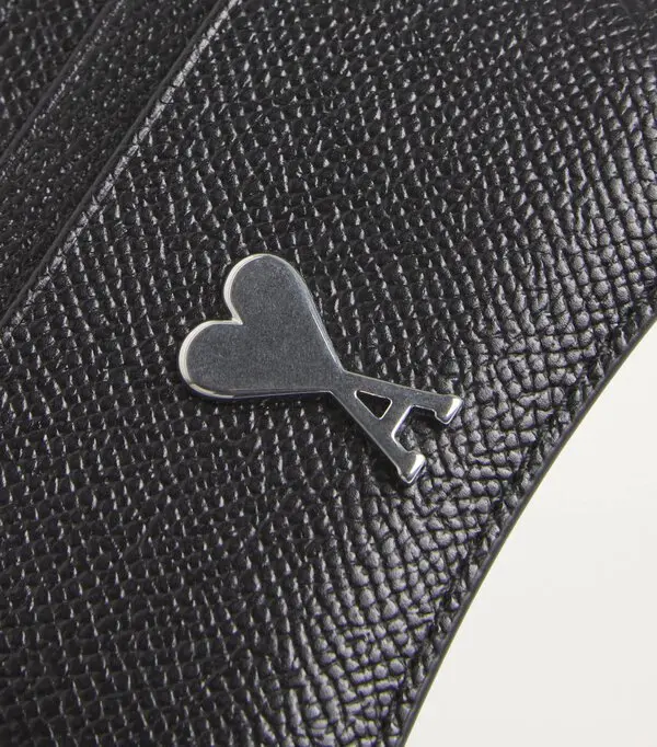AMI Paris Grained Leather Paris Card Holder