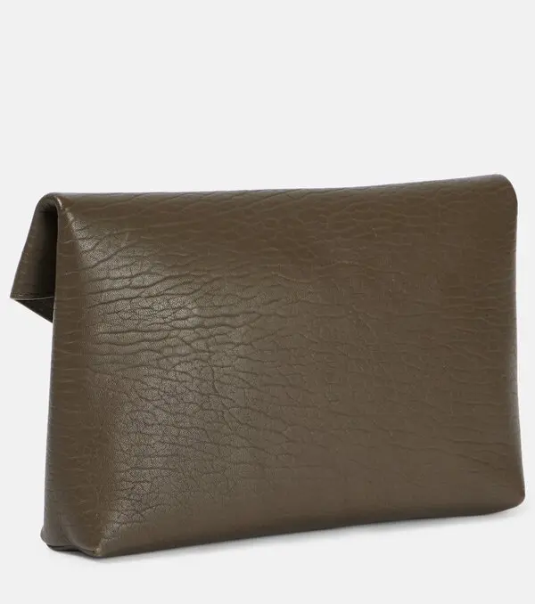 Saint Laurent Cassandre Large Leather Clutch - Green
