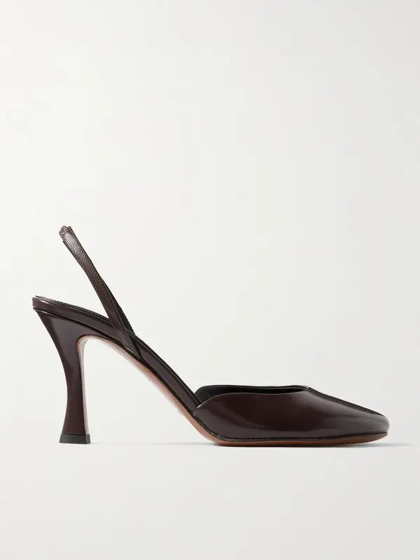 NEOUS Glossed-leather Slingback Pumps - Brown