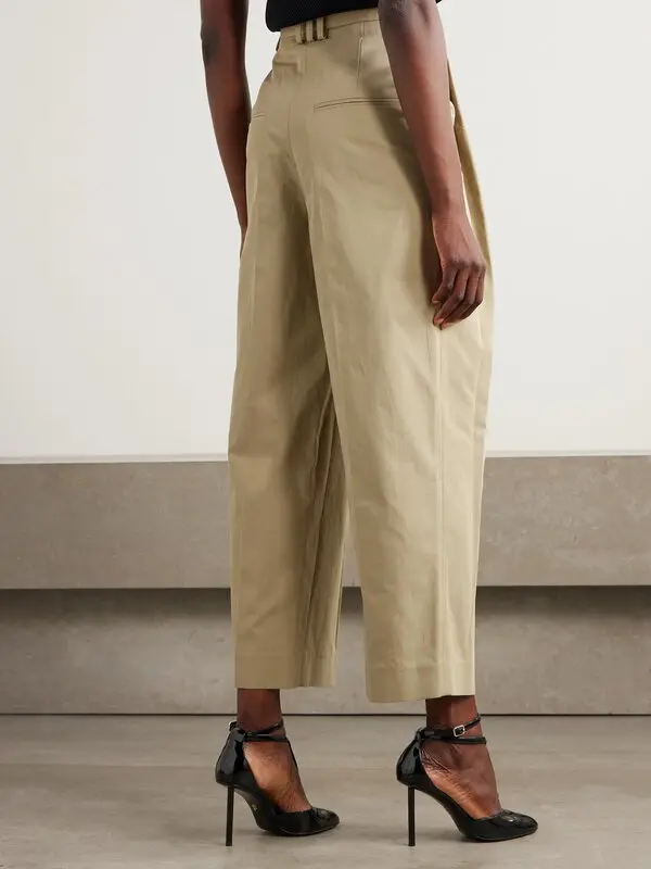 Balmain Pleated Cotton-poplin Wide-leg Trousers