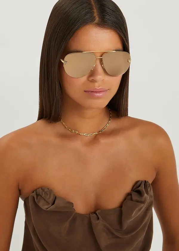 Cartier Panthère De -tone Aviator Sunglasses