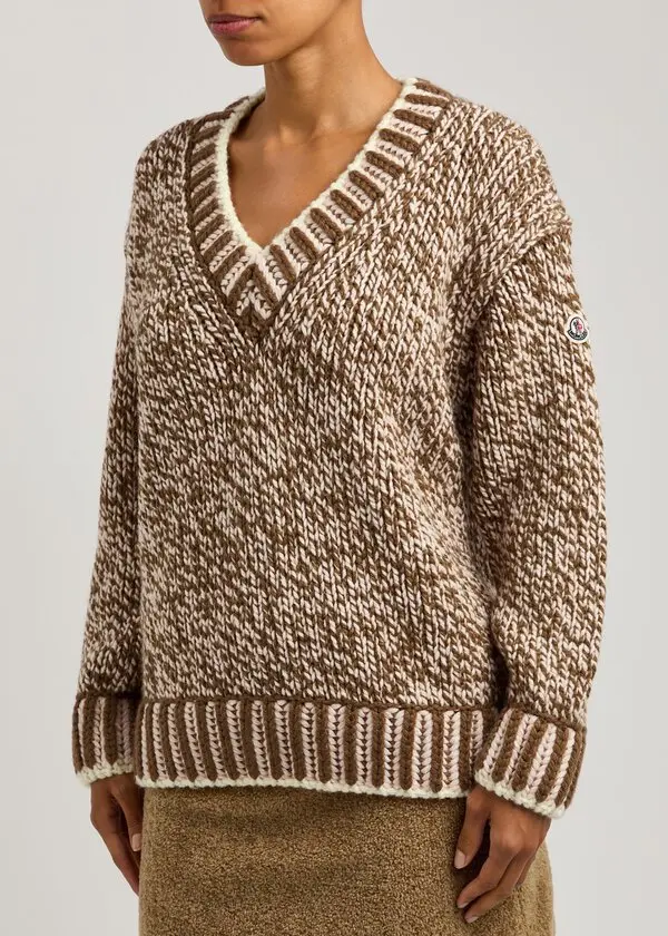 Moncler Ribbed V-neck Jumper