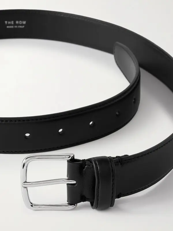 THE ROW Leather Belt With Silver Buckle - Black