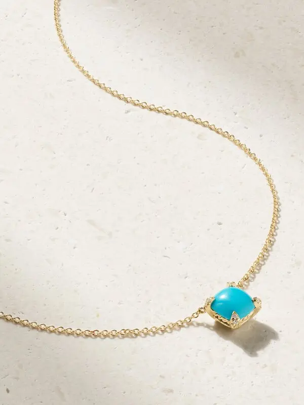David Yurman Petite Châtelaine 18-karat Turquoise And Diamond Necklace - Gold