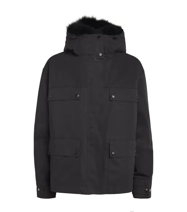 YVES SALOMON Rabbit Fur-lined Parka With Fox Fur Trim - Black