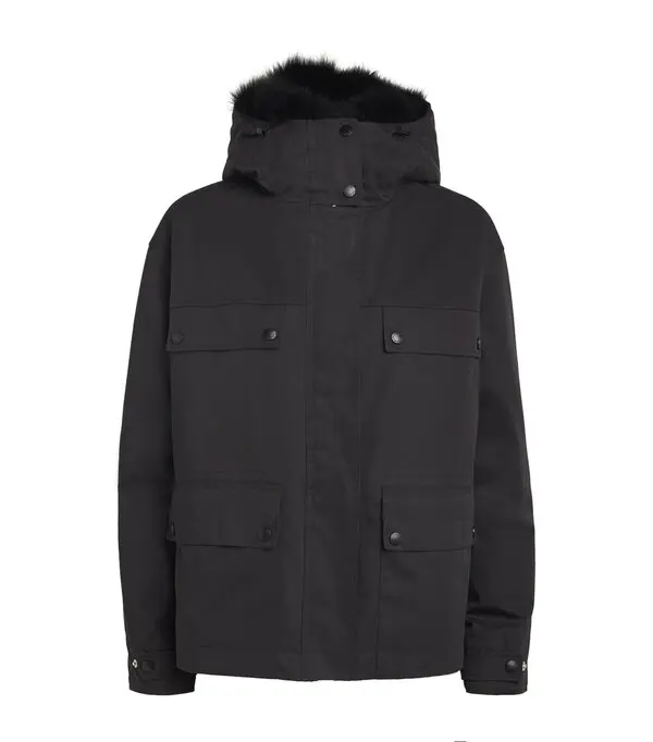 YVES SALOMON Rabbit Fur-lined Parka With Fox Fur Trim - Black