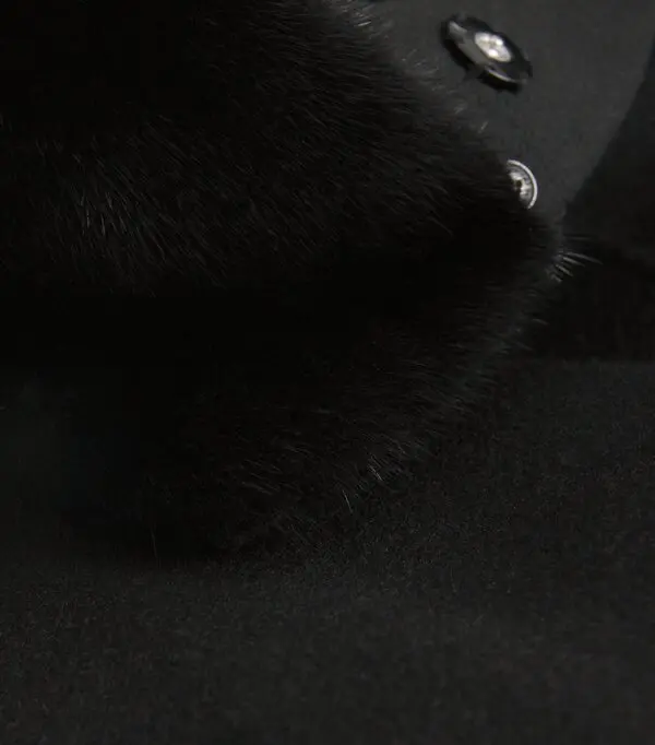 YVES SALOMON Wool-cashmere Fox Trim Cape Coat