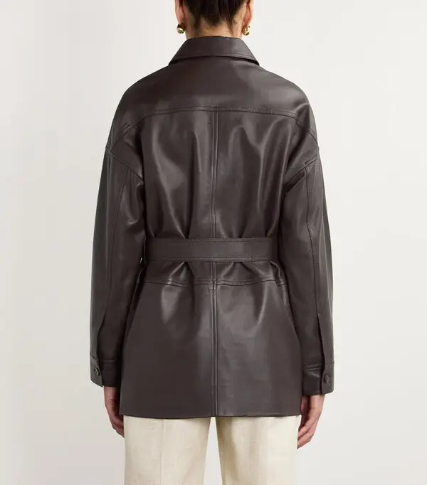 YVES SALOMON Nappa Lambskin Belted Safari Jacket