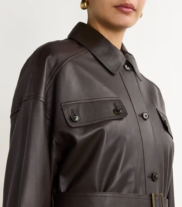 YVES SALOMON Nappa Lambskin Belted Safari Jacket