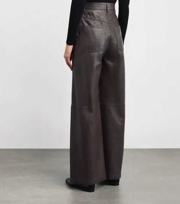 YVES SALOMON Lambskin Wide-leg Trousers - Beige
